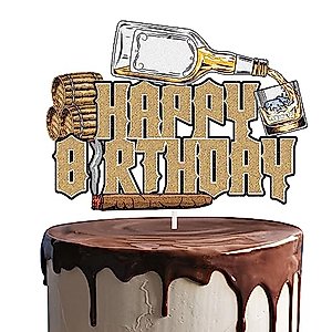 Whisky Happy Birthday Cake Topper Men Women Aged to Perfection Theme Party Cake Decoration 30th 40th 50th Birthday Party Supplies