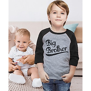 Sibling Boys Big Brother Shirt Baby Announcement Kids 3/4 Sleeve Raglan T-Shirt 4T Dark Gray