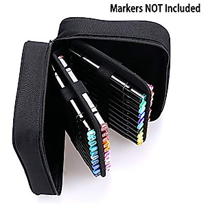 BTSKY Double-Ended Art Marker Carrying Case Organizer for Lipsticks-40 Slots Canvas Zippered Markers Storage(Black)