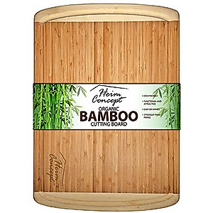 Heim Concept Organic Bamboo Large Cutting Board with End Groove, Beige