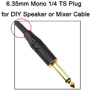 XMSJSIY 1/4" Audio Plug, 6.35 Mono Male Connector, Gold-Plated TS Plug for Guitar/Speaker/Microphone Cable etc (4 Pack)