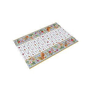 Outdoor Rug Waterproof Mat 4' x 6' for Patio, Summer Fall Ceramic Tile Floral Outside Indoor Non-Slip Front Door Mat RV Camping Carpet Area Rug for Balcony Picnic Beach Deck