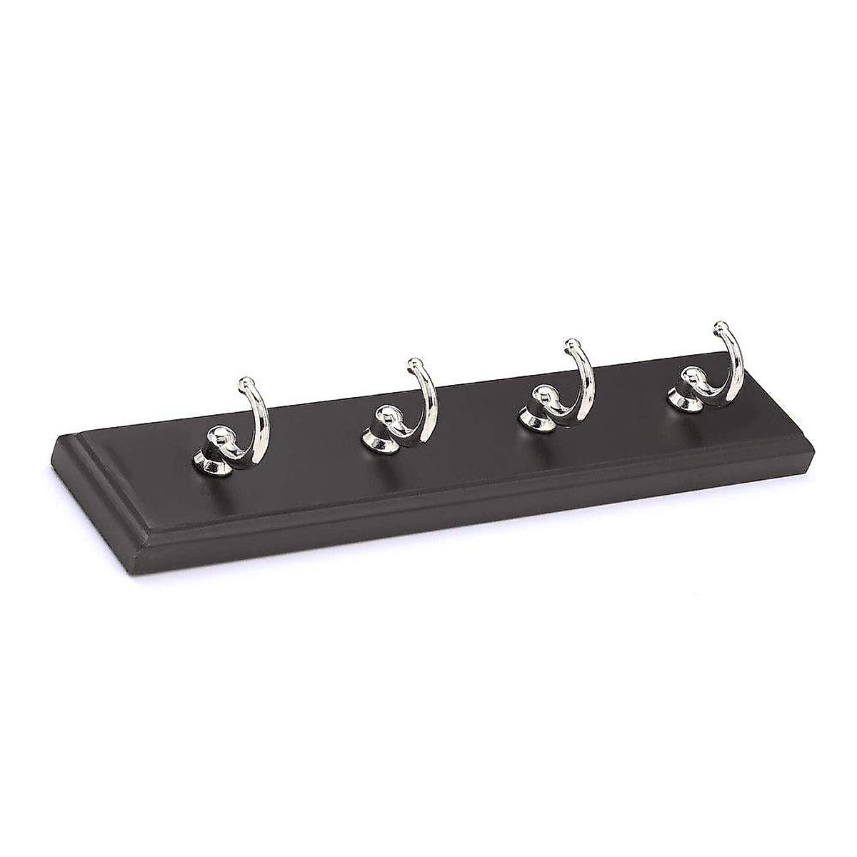 Wall Mounted Key Rail Rack Hanger Holder with 4 Hooks Storage Organizer Home Decor Black