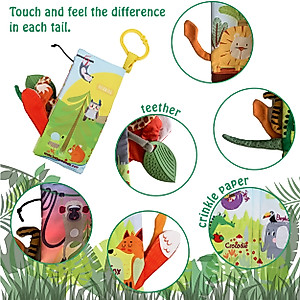 bebe mondo Jungle Baby Book Toys,Baby Books 0-6 Months,Touch and Feel Crinkle Cloth Books for Babies Infant Toys 0-3-6-12-18 Months,Interactive Infant Sensory Soft Toys,Shower Baby for Boys Girls