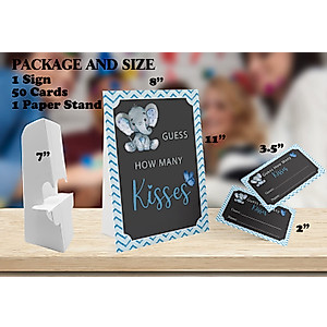 Guess How Many Kisses Are in the Jar Game-1 Standing Sign and 50 Guessing Cards, Elephant Bridal Shower Games, Baby Shower Sign, for Boys Girls Baby Shower Favors and Weddings Party Decoration-19