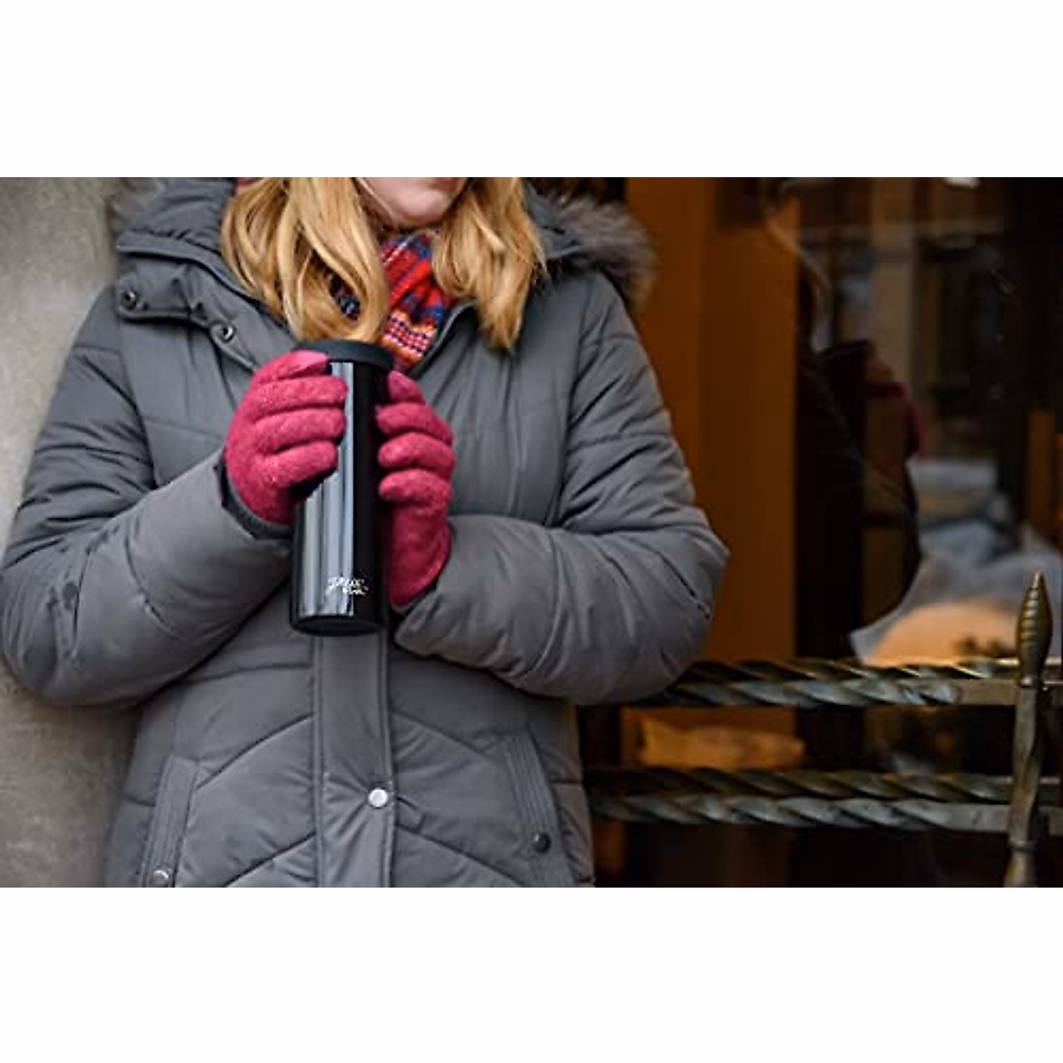 bobble French Coffee Presse, On-The-Go use, Quick Brew, Slim Design, Triple Wall Insulation, 14 oz (Peacock)