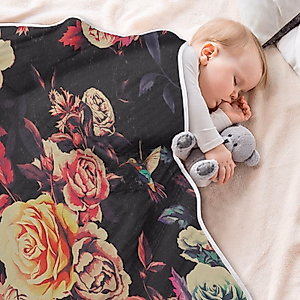 Kigai Floral Bird Pattern Baby Blanket for Boys Girls, Swaddle Blankets Soft Cozy Nursery Receiving Blankets Travel Blanket Throw Blankets for Toddler Newborn, 30 x 40 Inch