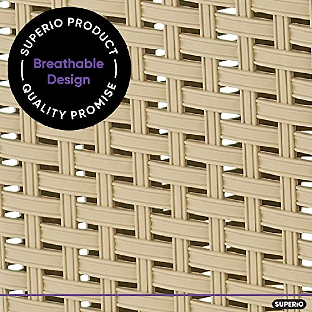 Superio Corner Laundry Hamper Basket With Lid 50 Liter, Beige Wicker Hamper - Durable, Lightweight Bin With Cutout Handles, Storage Dirty Cloths, Space Saver Curved Shape Design