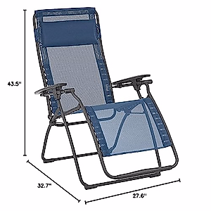 Lafuma Futura Zero Gravity Patio Recliner (Ocean Blue Batyline Canvas) Outdoor Folding Lounge Chair
