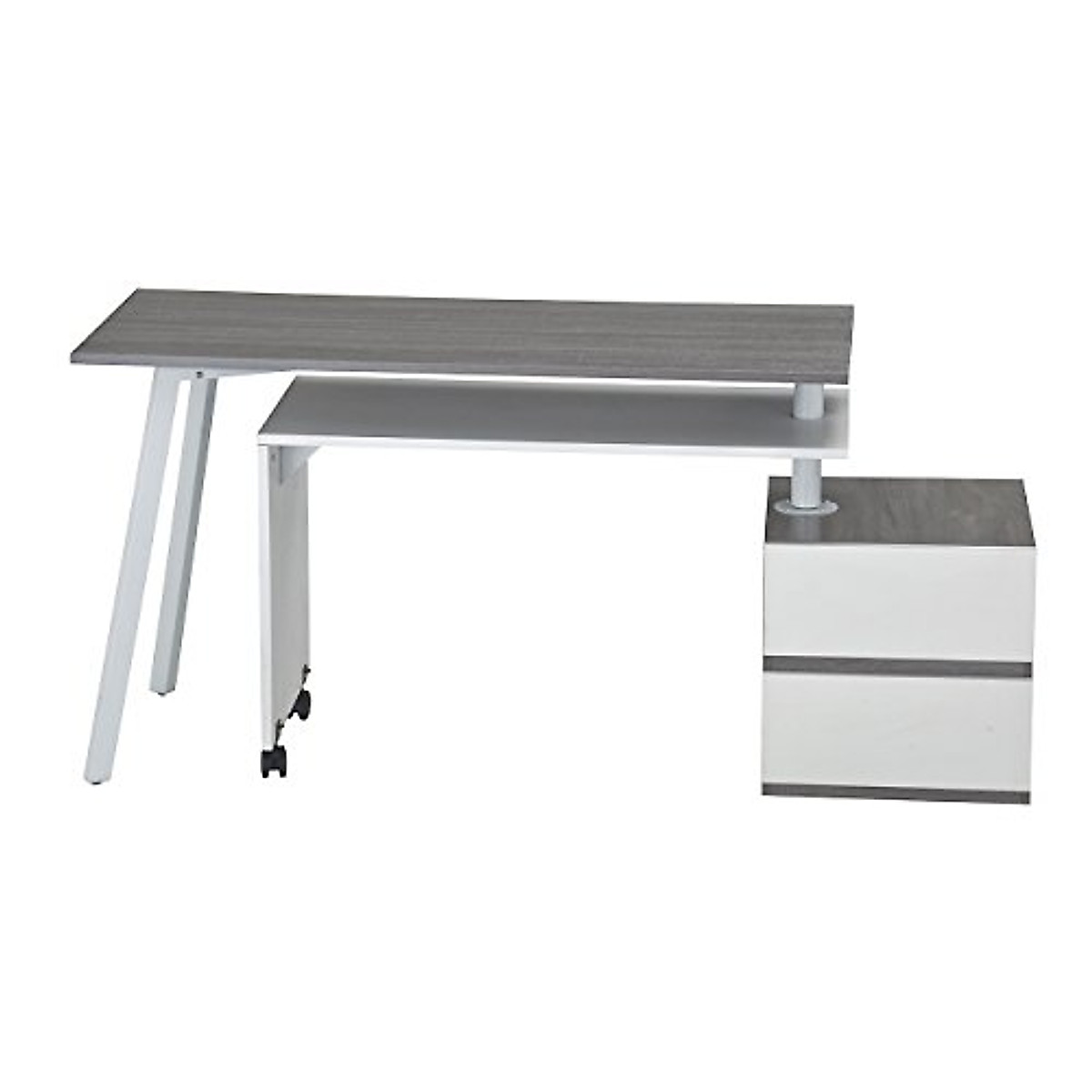 Techni Mobili Rotating Modern Multi-Positional Desk, Grey