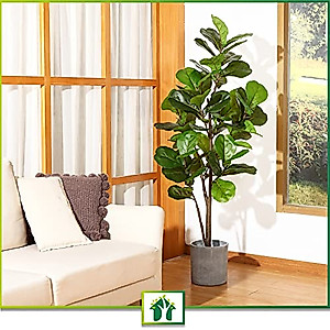 CROSOFMI Artificial Fiddle Leaf Fig Tree 65 Inch Fake Ficus Lyrata Plant with 68 Leaves Faux Plants in Pot for Indoor Outdoor House Home Office Garden Modern Decoration Perfect Housewarming Gift