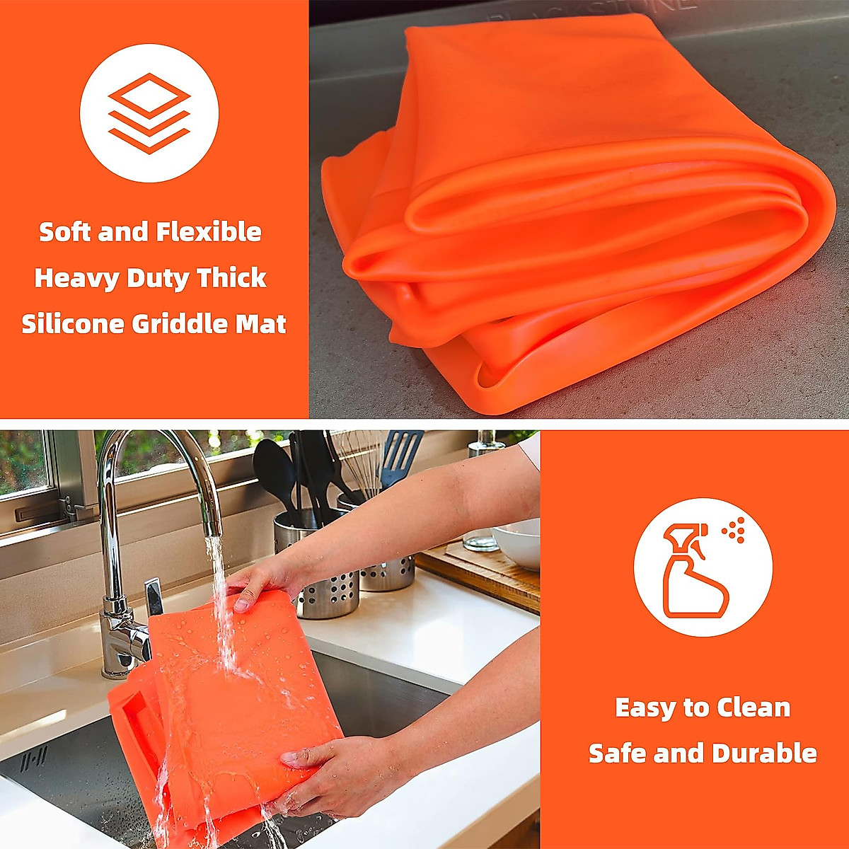 Hbaxbm 28 in Griddle Mat Silicone Full Coverage for Blackstone 28 Inch - Heavy Duty Food Grade Grill Protect Your from Dirt & Rust Silver