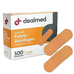 Dealmed Sterile Flexible Fabric Adhesive Bandages – 1x3 Inch – 100/Box - Breathable First Aid Strip Pack - Soft Stretch Wound Patch for Medical, Emergency Kits & Clinic
