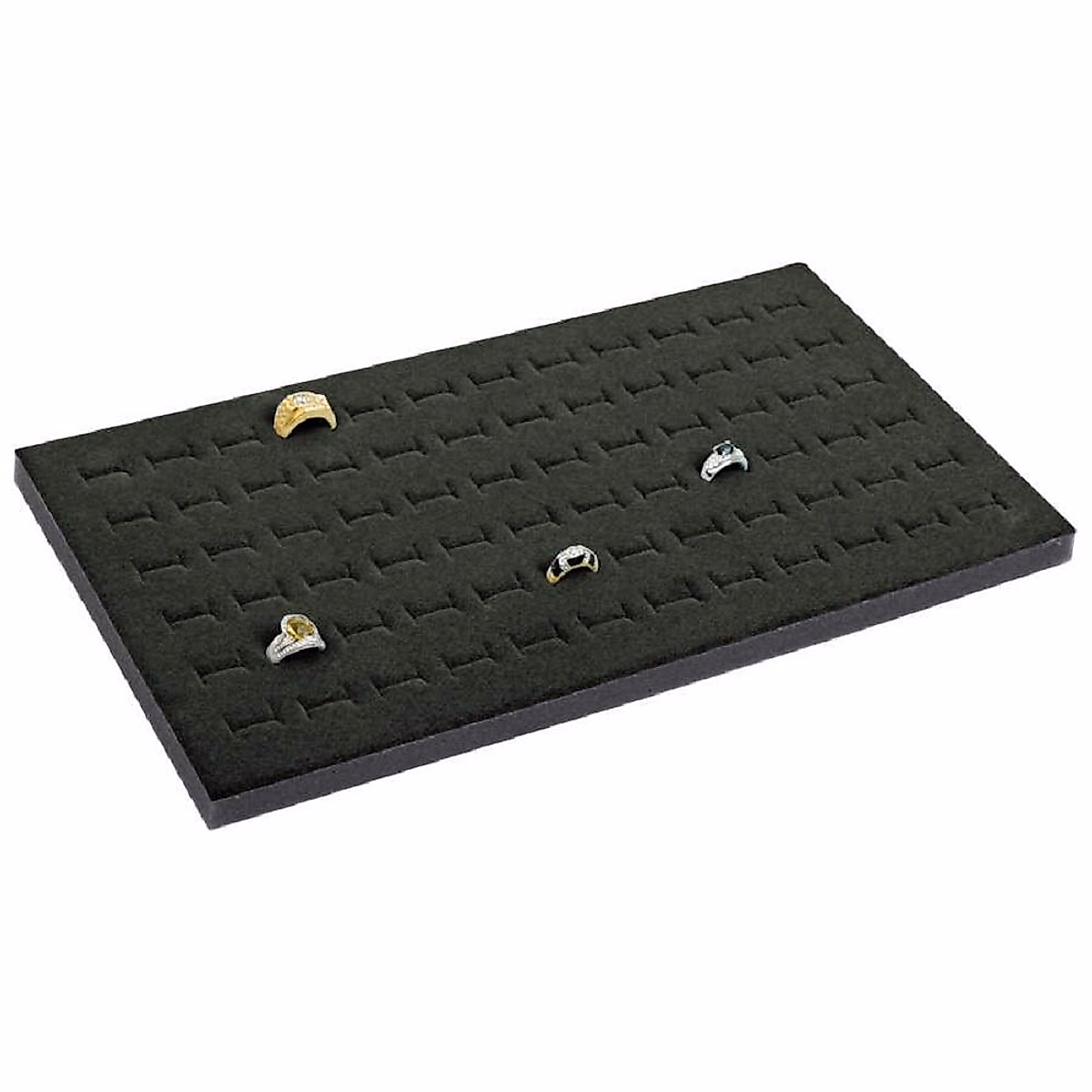 NEW Black 72 Slot Ring Foam Pad Tray Jewelry Display !!