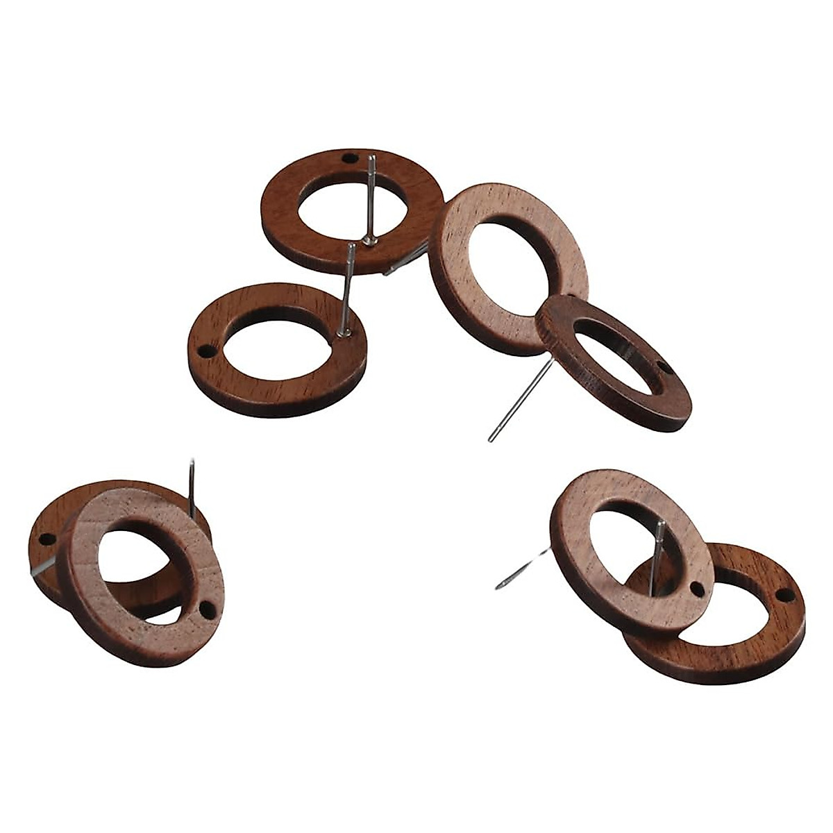 HomeSoGood 20Pcs Wood Earrings Ring Shaped Wooden Earring Posts Stud with Loop for Women DIY Jewelry Making Supplies