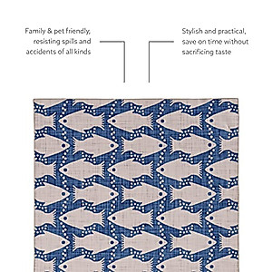 Linon The Anywhere Washable Rug Shayna Ivory/Blue 2' X 8' Runner Rug