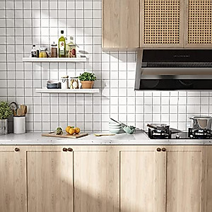 COCIVIVRE Floating Nursery Book Shelves Wood Set of 6, Floating Wall Shelves Rustic Shelf, Wall Mounted Storage Shelves with Ledge for Bedroom,Living Room,Kitchen (White)