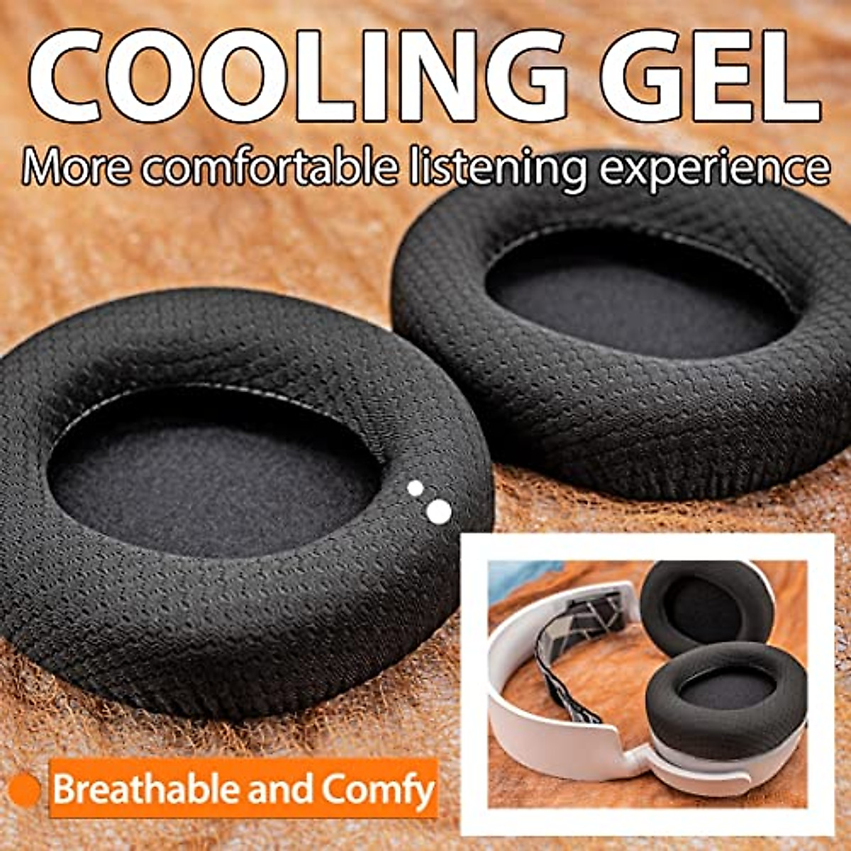 Arctis Cooling Gel Ear Cushions - Compatible with Arctis 7/5/3/1, Arctis Pro, Arctis 7X / 9X Headphones I Cooling Gel Memory Foam Earpads I Black