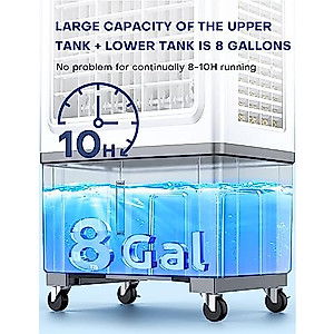 BALKO Evaporative Air Cooler, 2100CFM Windowless Air Conditioner w/7H Timer & Remote, 2 Modes, 8 Gal Water Tank Cooling up to 700 Sq.ft, Swamp Cooler Air Conditioner Portable for Room Garage Outdoor