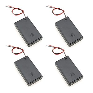 E-outstanding Battery Holder 4PCS 3 x 1.5V AA Battery Storage Box Spring Clip Battery Case with ON/Off Switch and Wire Leads