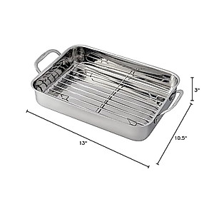 Cuisinart 7117-14RR 14-Inch Chef's-Classic Cookware-Collection, Lasagna Pan w/Stainless Roasting Rack, Stainless Steel