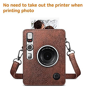 Fintie Protective Case for Fujifilm Instax Mini EVO Camera - Premium Vegan Leather Bag Cover with Removable Adjustable Strap, Vintage Brown