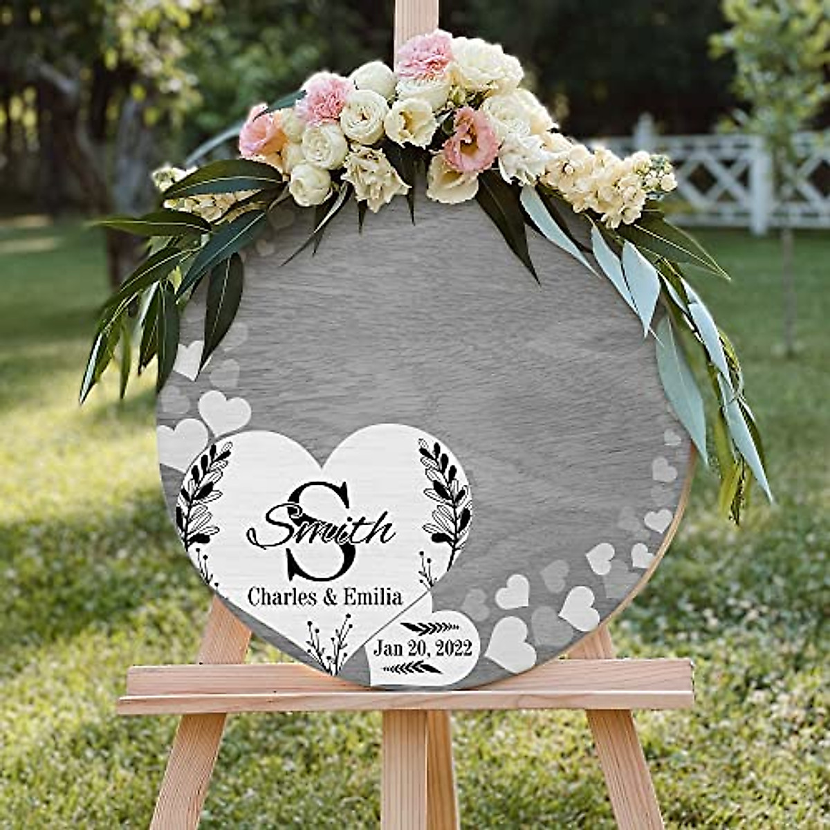 MUCHNEE Personalized Wedding Guest Book Alternative, Customized Decoration Idea for Weddings Engagement Elegant Party, Rustic Guestbook Wood Love Sign with Custom Name Ceremony Date & Family Name