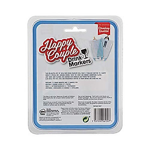 Drinking Buddies Happy Couple Themed Reuseable Glass Drink Markers, Bride & Groom