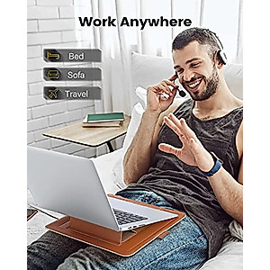 Soqool Laptop Stand for Desk, Compatible with 14inch MacBook Air Leather Stand Sleeve, Portable Laptop Stand Compatible with 13/13.3/14 Inch MacBook Pro/MacBook Air Foldable Laptop Stand Cover Sleeve