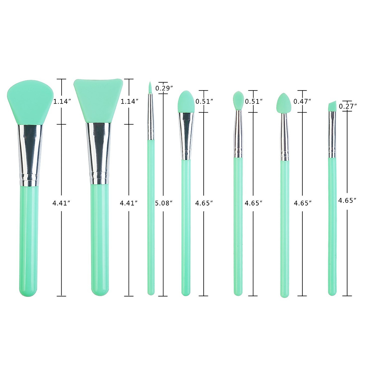 LORMAY 7 Pcs Silicone Brush applicator kit for UV Resin Epoxy Art Crafting and Cream Makeup Products (Mint Green)
