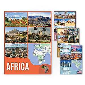 Sproutbrite Social Studies Geography Places Around the World - Middle School History Posters Classroom Decorations and Learning Materials for K-12 Students and Teachers