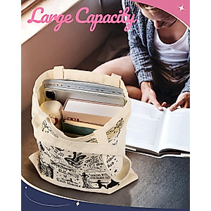 Miss Adola Aesthetic Canvas Tote Bag with Pattern for Women Trendy Casual Music Inspired Cloth Totes Bag for Shopping, Grocery, Gym, Artistic Butterfly Snake