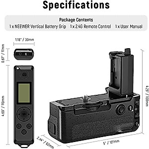 NEEWER Vertical Battery Grip with 2.4G 131ft/40m LCD Remote Control, Replacement for VG-C4EM, Works with NP-FZ100 Battery, Compatible with Sony A7R V A7R IV A9 II A7 IV A7S III A1 Cameras BG A7IV
