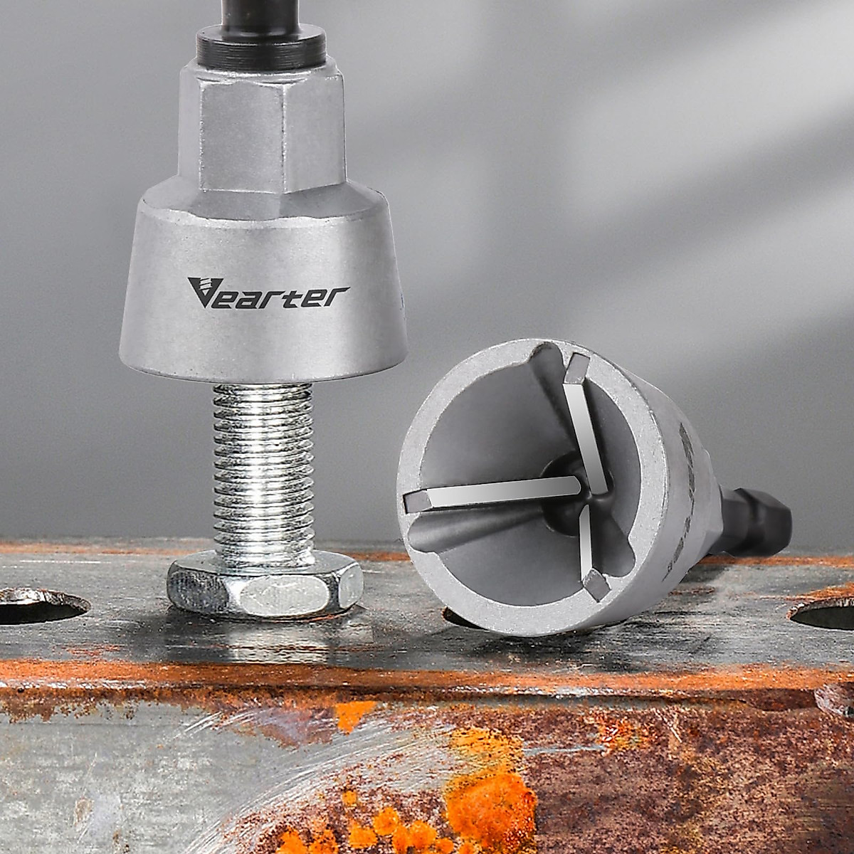 Vearter External Chamfer Drill Bit Deburring Tool with 3 Flute Carbide Blades for Metal Steel, Removal Burr Tools Quick Release Shank Fits 1/8" (3mm) to 3/4" (19mm)