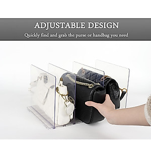 LARENNT 2 Pack Purse Organizer for Closet - Adjustable Acrylic Shelf Dividers for Closet Organization- Clothes Purse Bag Handbag Organizer for Home Kitchen Bedroom Bathroom (10 PCS)