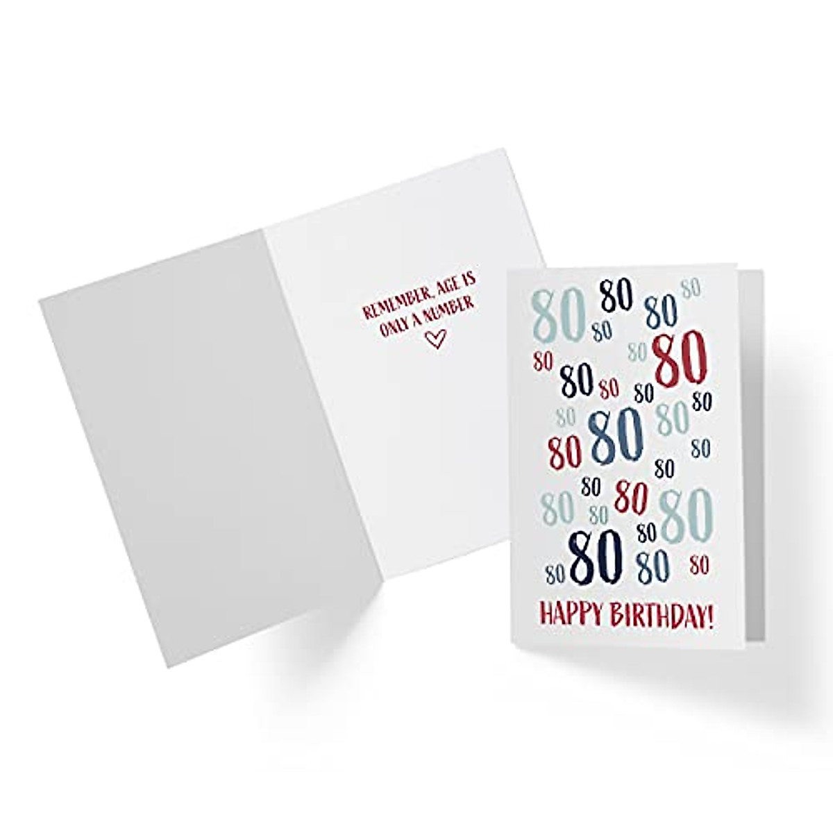 80th Birthday Card - Just A Number 80th Anniversary Card For Brother, Sister, Dad, Mom, Boyfriend, Grilfriend - 80 Years Old Birthday Card - Happy 80th Birthday Card - With Envelope