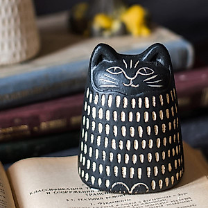 BOOMLATU Cute Cat Statue,Figurines Collectibles Garden Sculpture Home Room Decorations (Black)