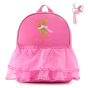HICCUPfish Cute Ballet Dance Bag Princess Backpack Pink Shoulder Bag Girls (Tutu shoes)