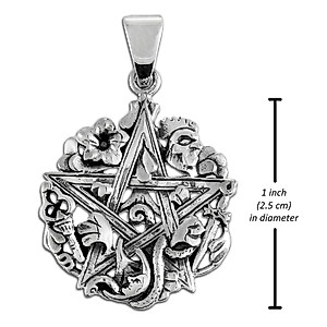 Dryad Design Cimaruta Pentacle Charm Pendant 1" - Sterling Silver Italian Witchcraft Symbol Jewelry
