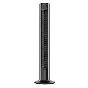 Lasko XtraAir 48 Inch 4 Speed Quiet Widespread Oscillating Standing Tower Home Fan Air Ionizer with Remote Control and 8 Hour Timer, Silver