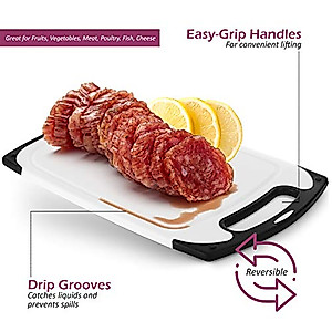 Cutting Boards for Kitchen - Plastic Cutting Board Set with Juice Groove - Set of 4 (Black Trim)…