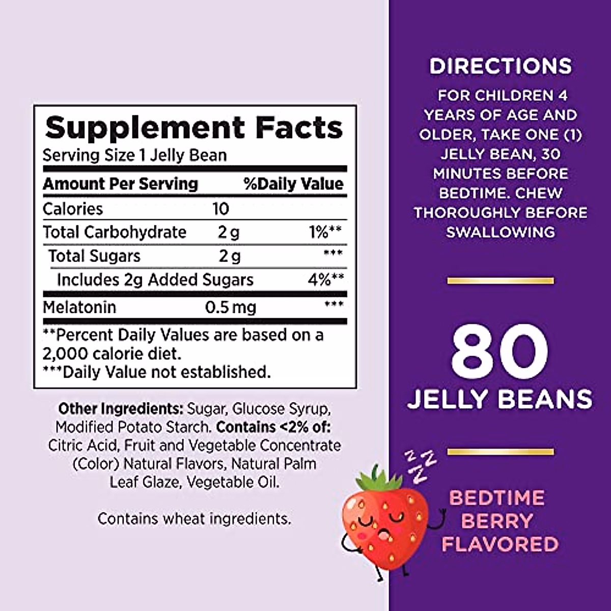 Nature’s Bounty Kids Melatonin Jelly Beans for Sleep Support, Berry Flavor.5 mg Melatonin, 80 Ct