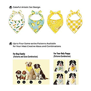 Paws Wishes Dog Bandana 2 Pack, Lemon Fruit and Candy Set Lemon Festival, Pet Friendly Design, Hair and Water Resistant, Adjustable Dog Scarf for Small Boy Girl Dog