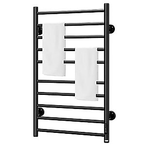 VIVOHOME Electric Heated Towel Rack for Bathroom, Wall Mounted Towel Warmer, 10 Stainless Steel Bars Drying Rack, Black