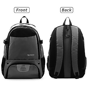 ZOEA Large Basketball Bag - Backpack for Basketball, Soccer & Volleyball Football Gym Includes Shoe & Ball & Laptop Compartment (Grey)