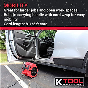 K Tool International 77700; Big Chill Workforce Blower, 3 Speed Motor with Built-in Overload Protection, 4 Angle Position, Indoor and Outdoor Use, Heavy Duty Design Impact Resistant ABS, 1200 CFM, Red