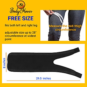 BodyMoves Thigh Support Brace plus Hot and cold ice pack Adjustable hamstring quad Compression wrap Sleeve for men and women tendinitis pulled groin muscle sprain