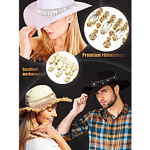 Cutecrop 3 Pcs Rhinestone Fringe Cowboy Hat Band for Men Women Adjustable Hat Belt Bling Western Style Hat Accessories