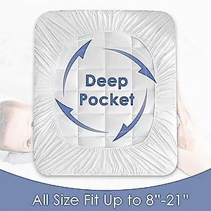 MIROUT Mattress Topper Queen Size, Extra Thick Cooling Mattress Pad Cover with 8-21 inch Deep Pocket, 3D Snow Down Alternative Fill Pillow Top