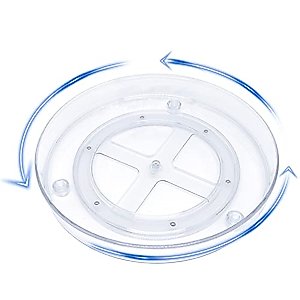 SWZHAI Lazy Susan Organizer 11 inches, Clear Turntable Acrylic Spice Rack for Cabinet Storage, Rotating Seasoning Organizer for Kitchen, Refrigerator, Pantry, Countertop, Table, Vanity, Bathroom